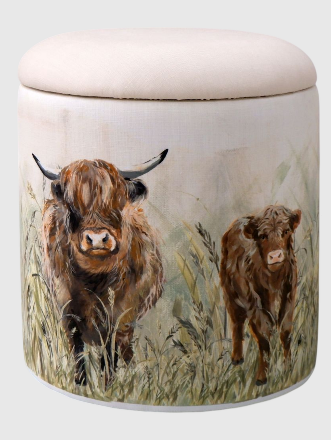 Highland Cow Storage Stool - Mackenzie Cruickshank Garden Centre webshop