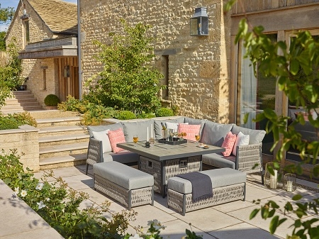 Mauritius Modular Sofa with Ceramic Top & Firepit Dining Table & 2 ...